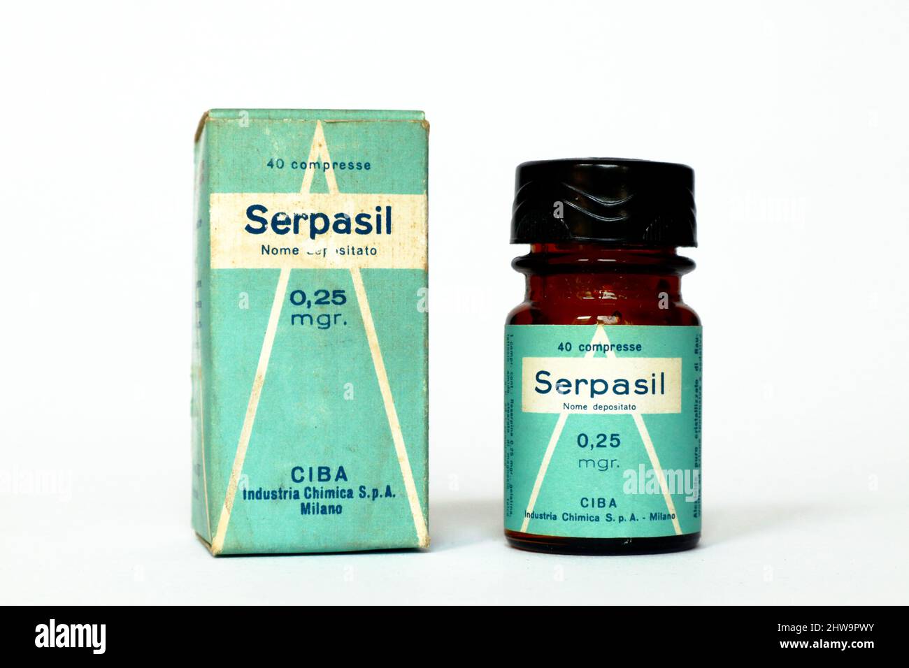 Vintage 1950s SERPASIL CIBA, alcaloide puro rauwolfia, reserpina ...