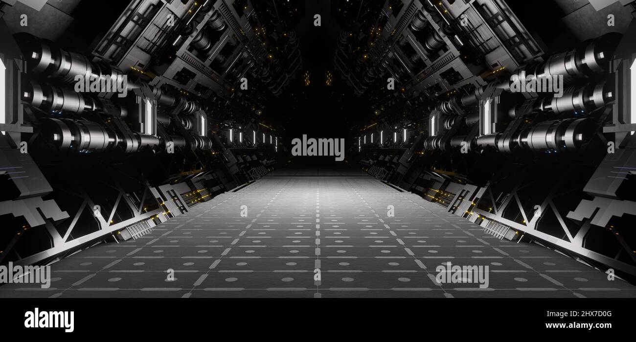 Sci-Fi spazio sfondo Alien Tunnel nave Corridoio sotterraneo laser ...