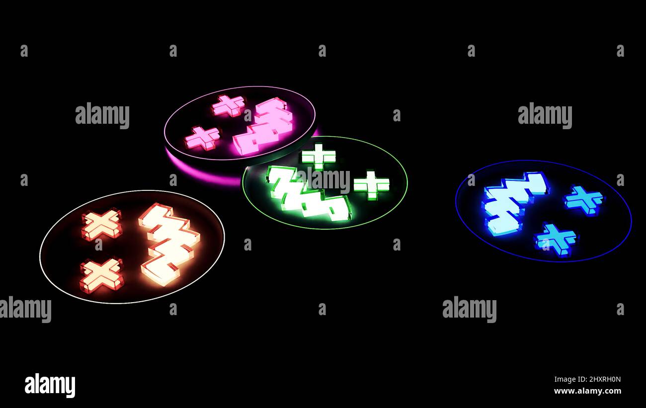 Astratto 3D icone di emoji a forma rotonda che cadono in giù isolate su ...