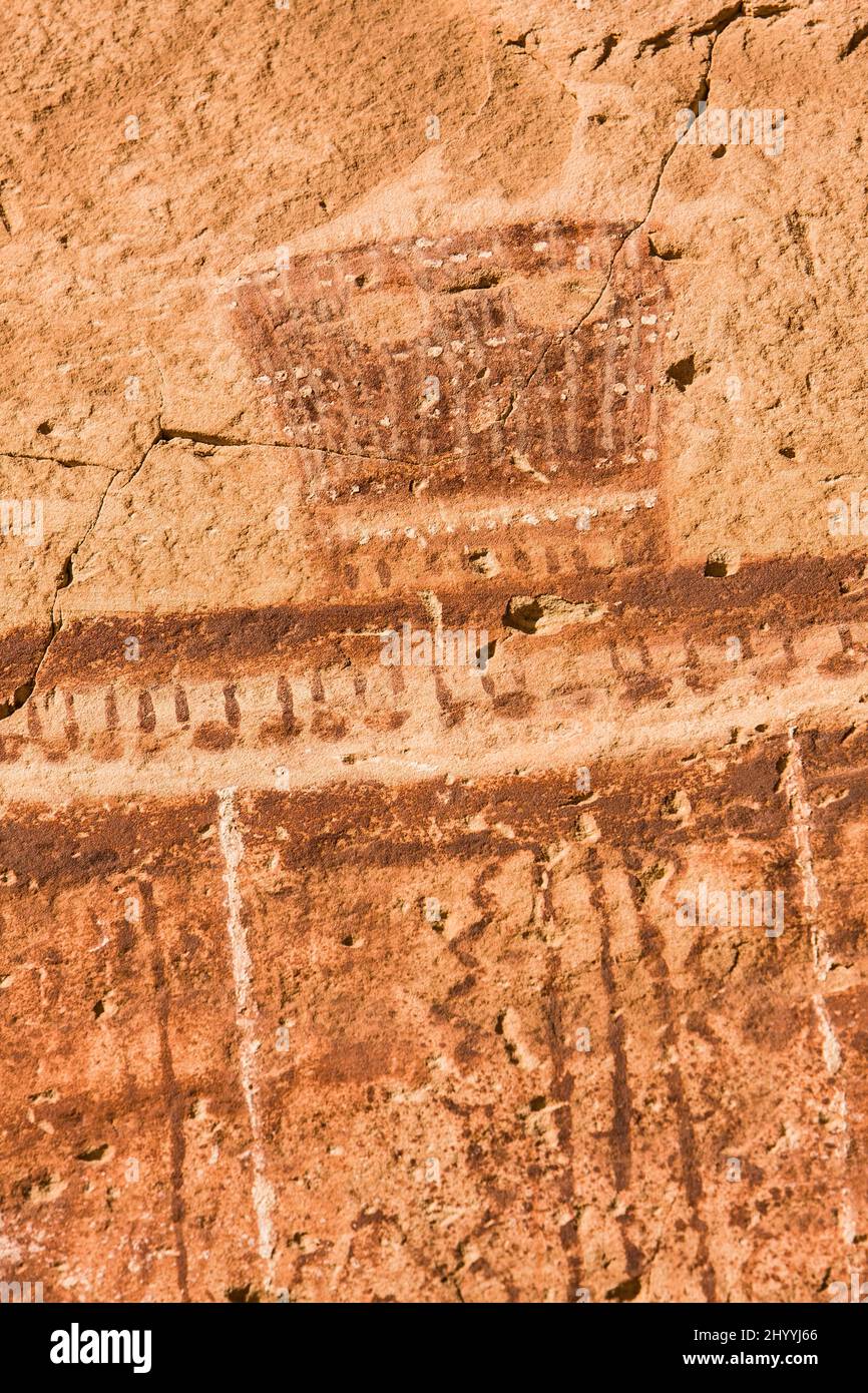 Pittogrammi d'arte rupestre dipinti nella Great Gallery, un antico ...