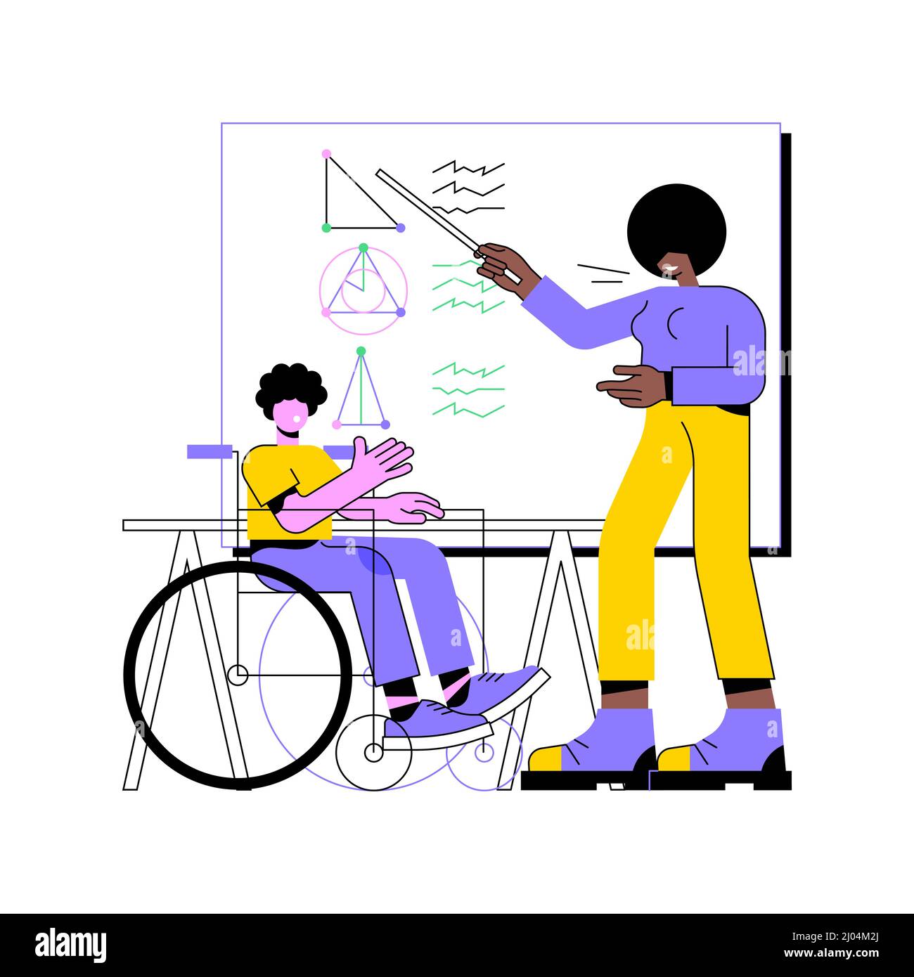 Educazione inclusiva concetto astratto illustrazione vettoriale. Classe ...