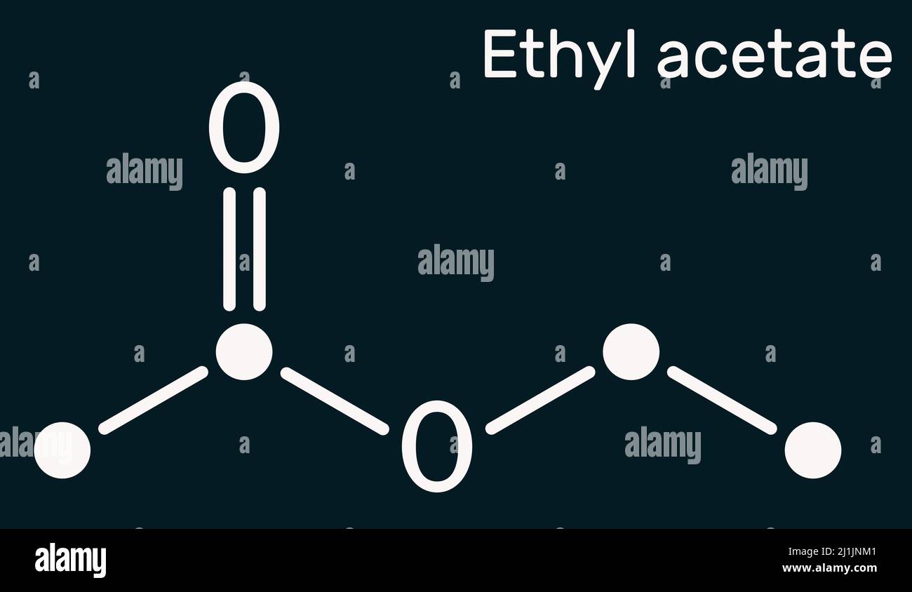 Acetato di etile, etanoato di etile, molecola C4H8O2. Si tratta di ...