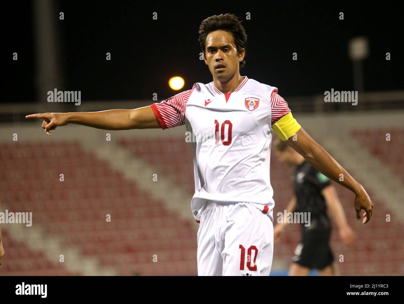 DOHA, QATAR - MARZO 27: Teaonui Tehau di Tahiti reagisce, durante la ...