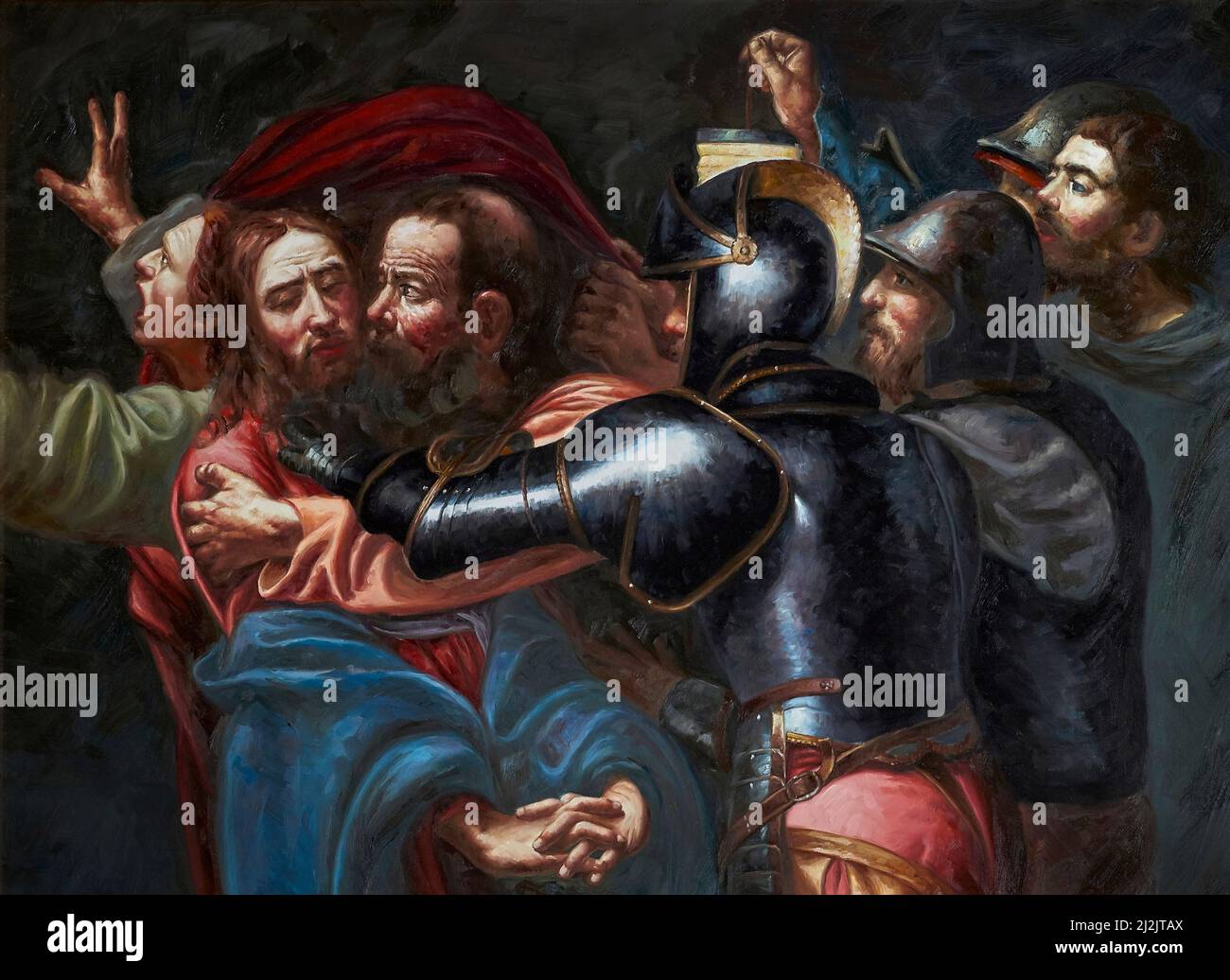 Il bacio di Giuda - olio su tela copia da Caravaggio del pittore ...