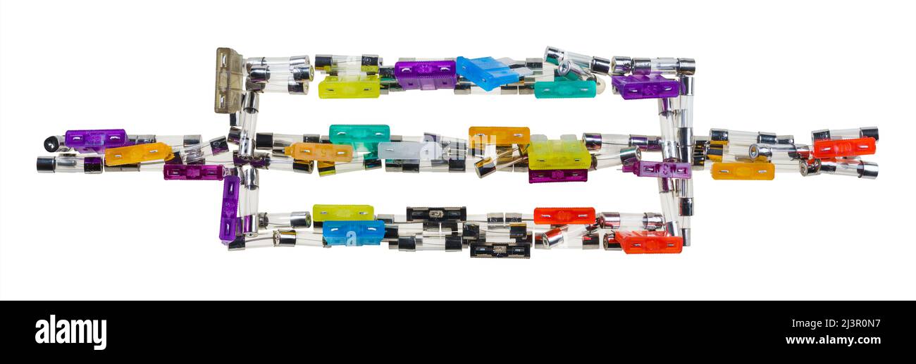 Simbolo elettronico tipico del fusibile elettrico isolato su sfondo ...