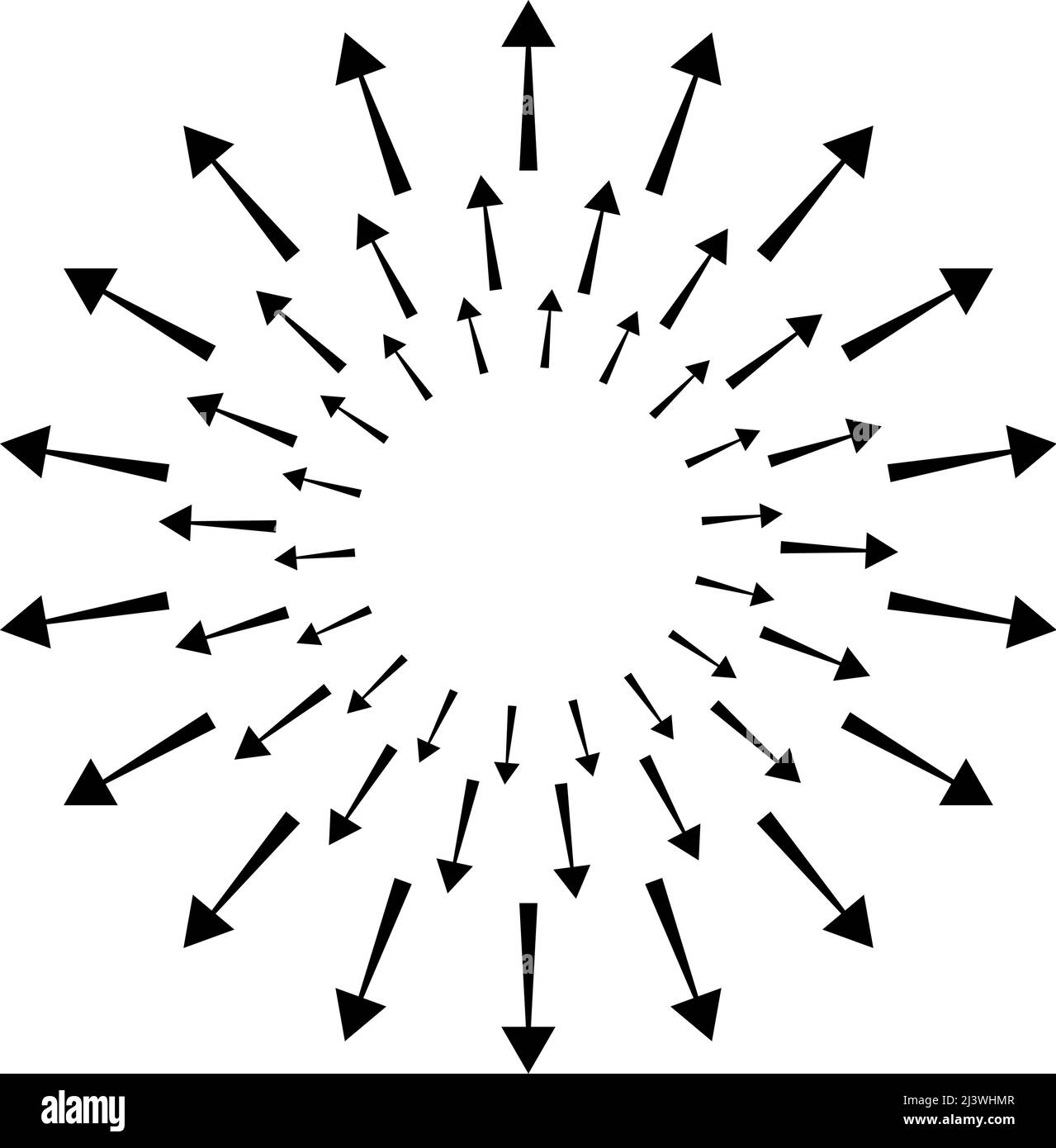 Frecce di diffusione in uscita, radiali, radianti. Icona diffusione ...