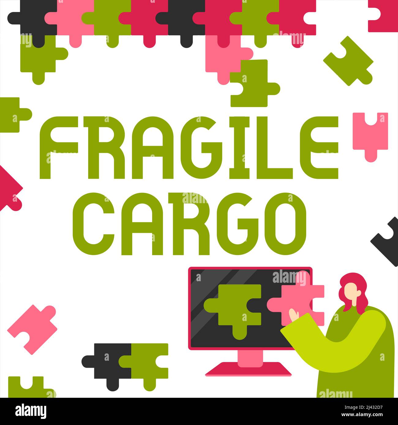 Cartello con la scritta fragile Cargo. Business showcase manico ...