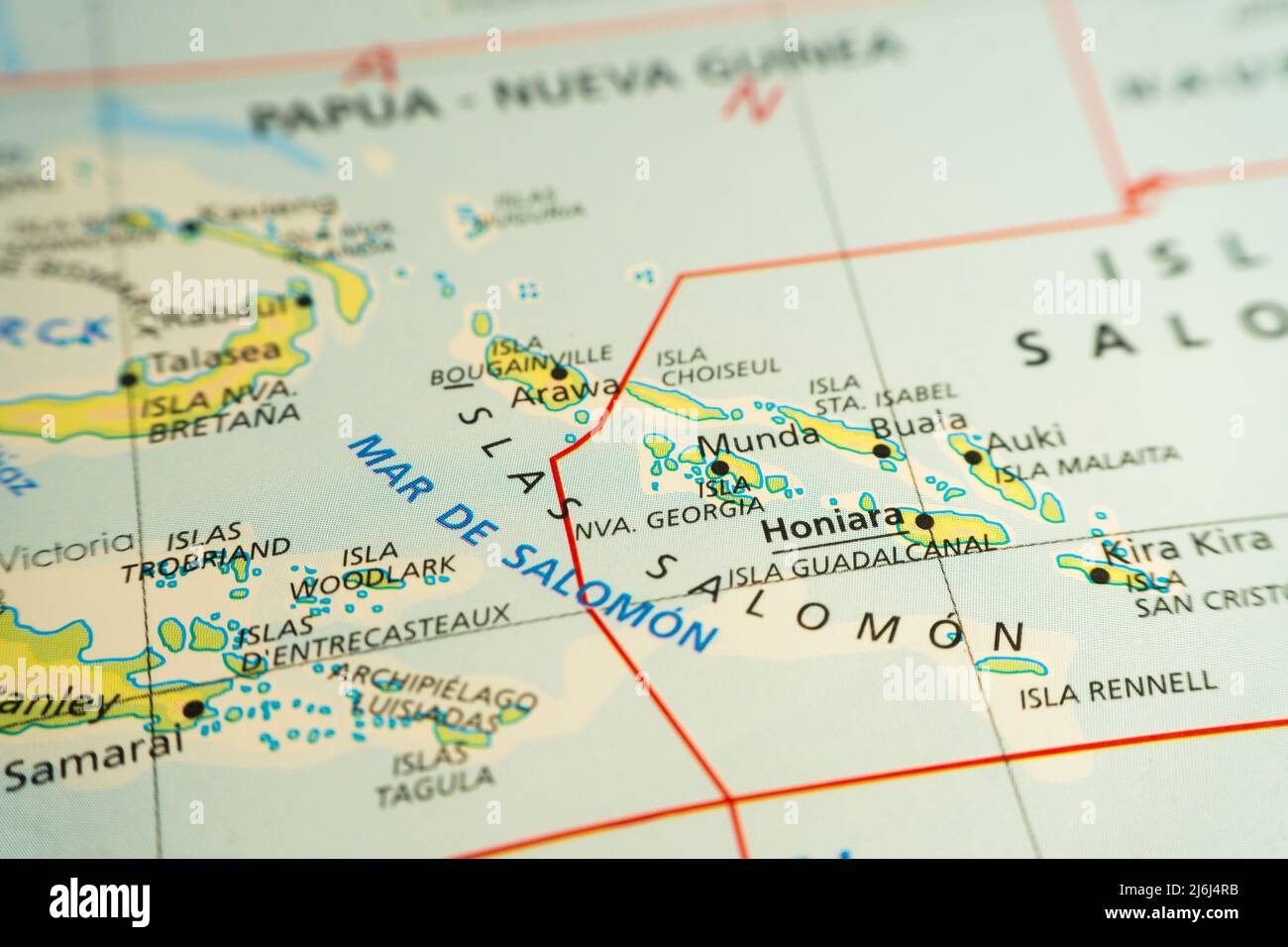 Mappa orografica delle Isole Salomone nel Pacifico sudoccidentale. Con ...