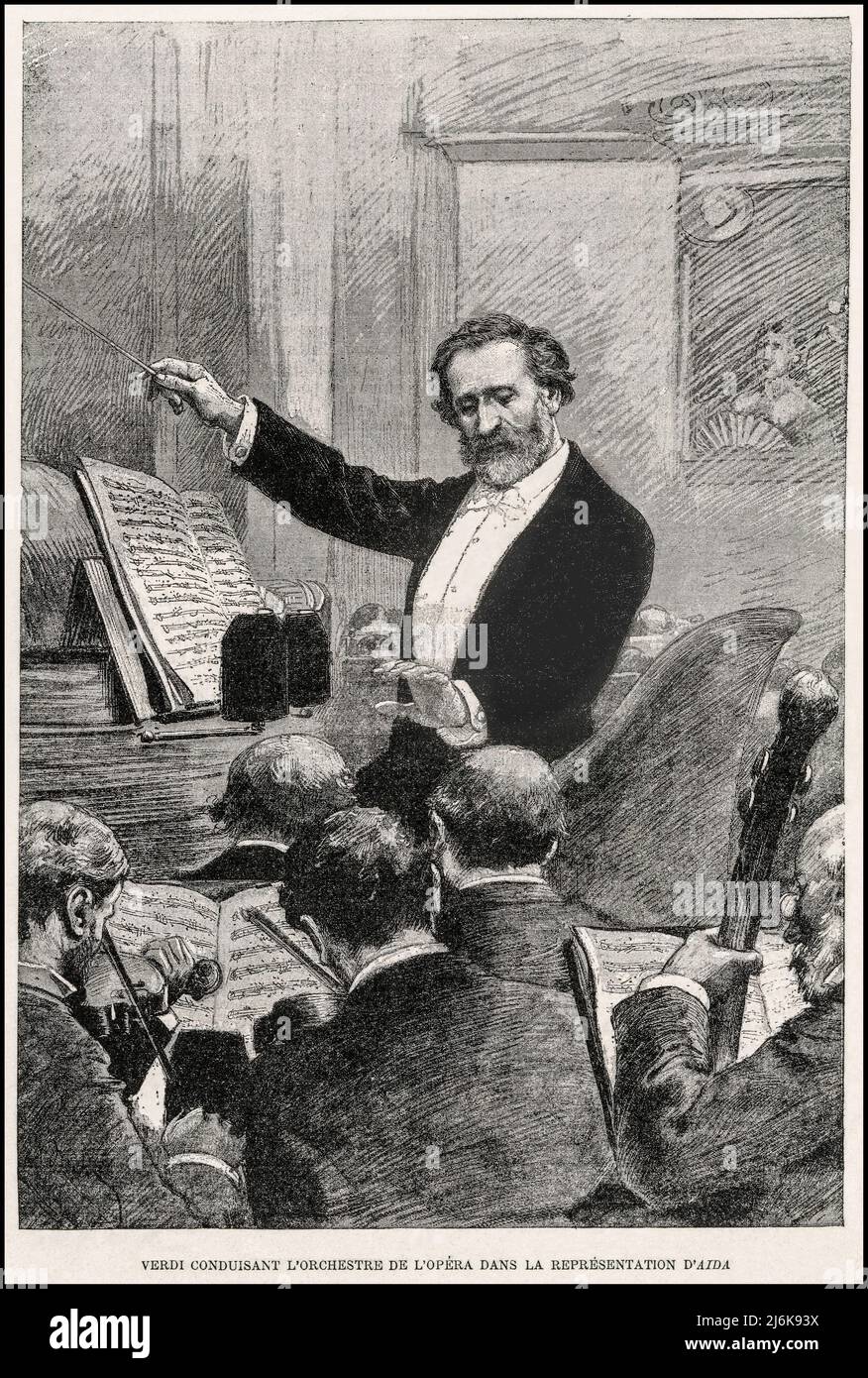 Giuseppe Verdi vintage poster etching litografia conducendo la prima ...