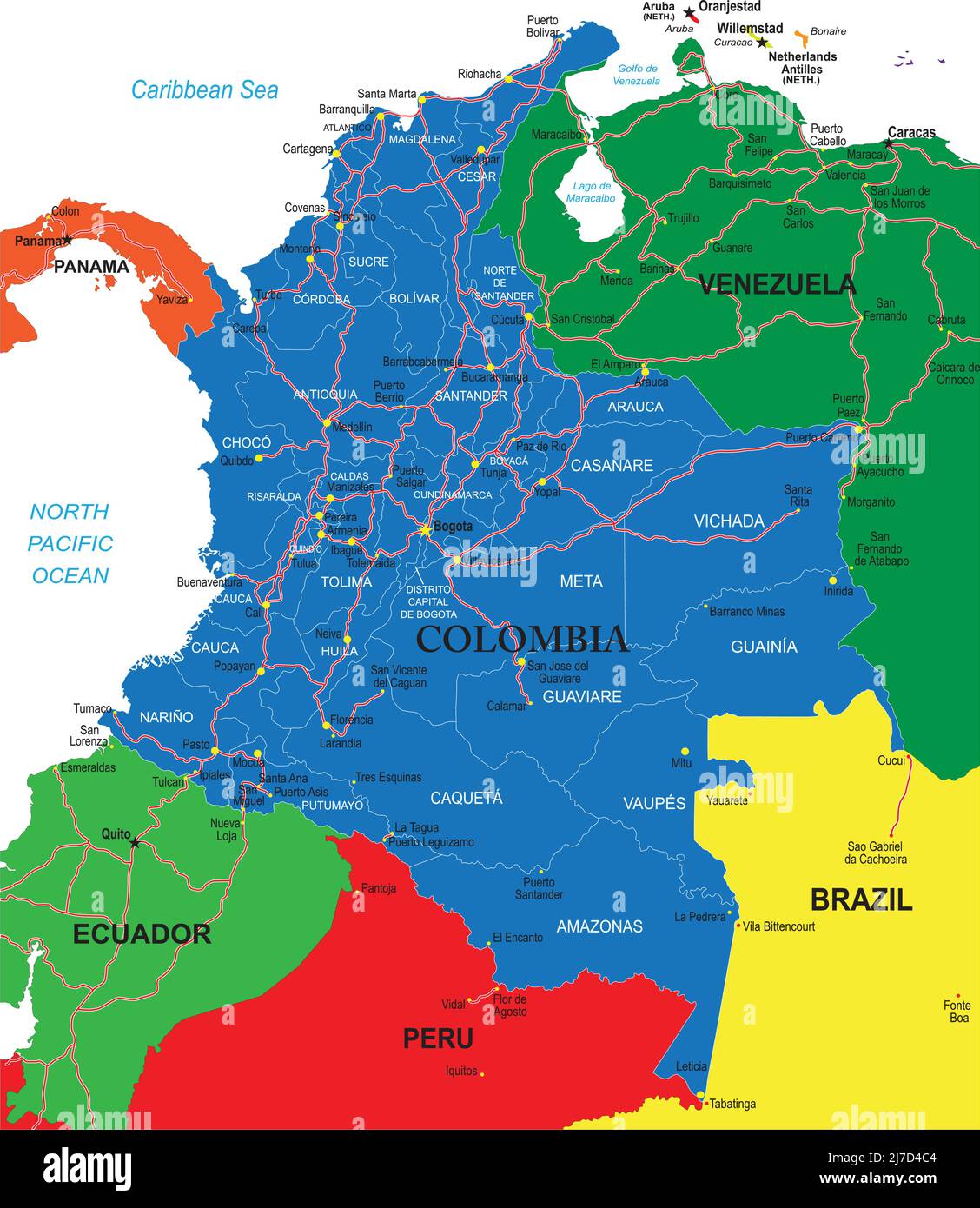 Mapa de las regiones de colombia immagini e fotografie stock ad alta ...
