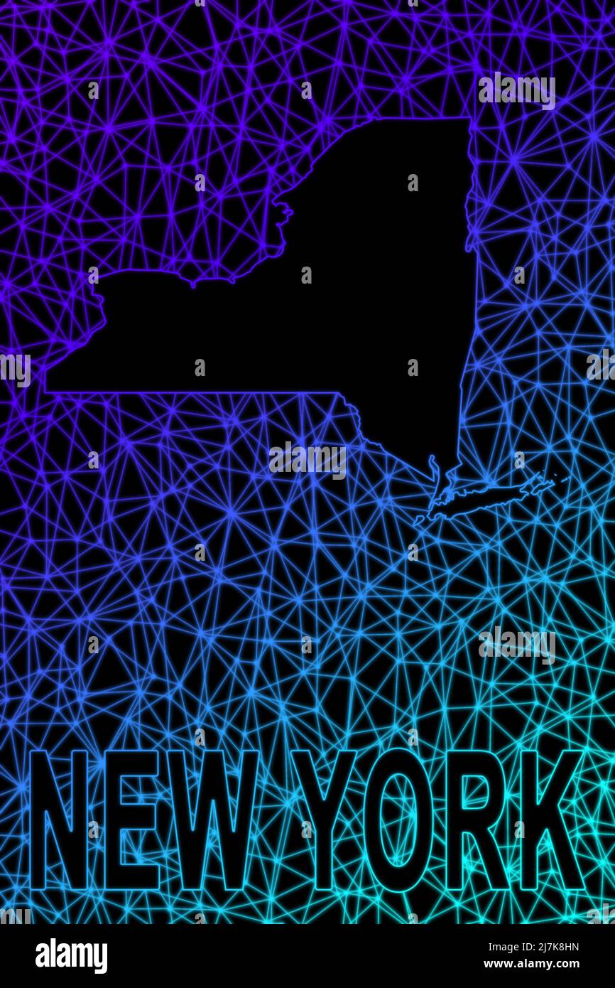 Mappa di New York, mappa poligonale della linea di mesh, mappa moderna ...
