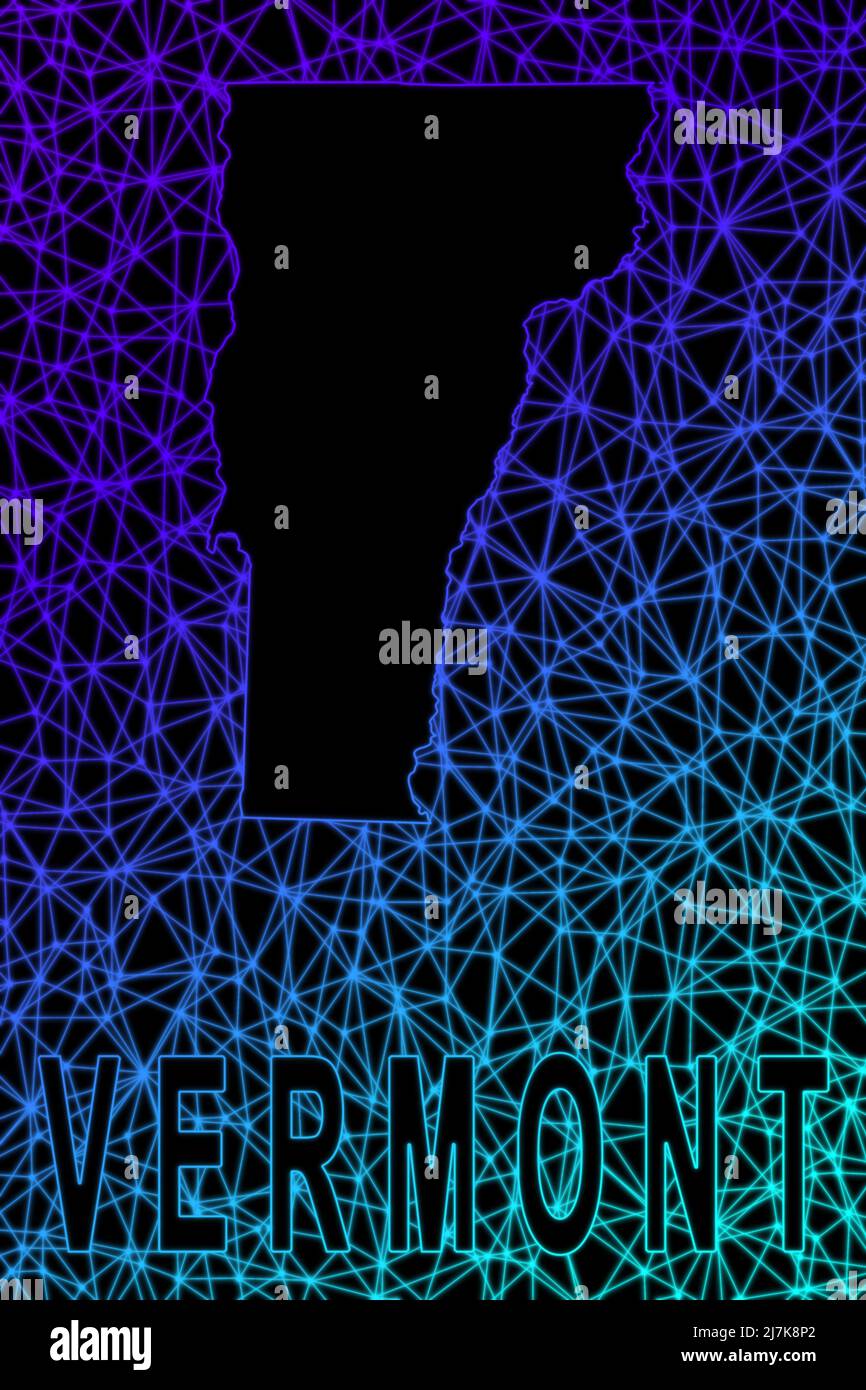 Mappa del Vermont, mappa poligonale della linea di mesh, mappa moderna ...