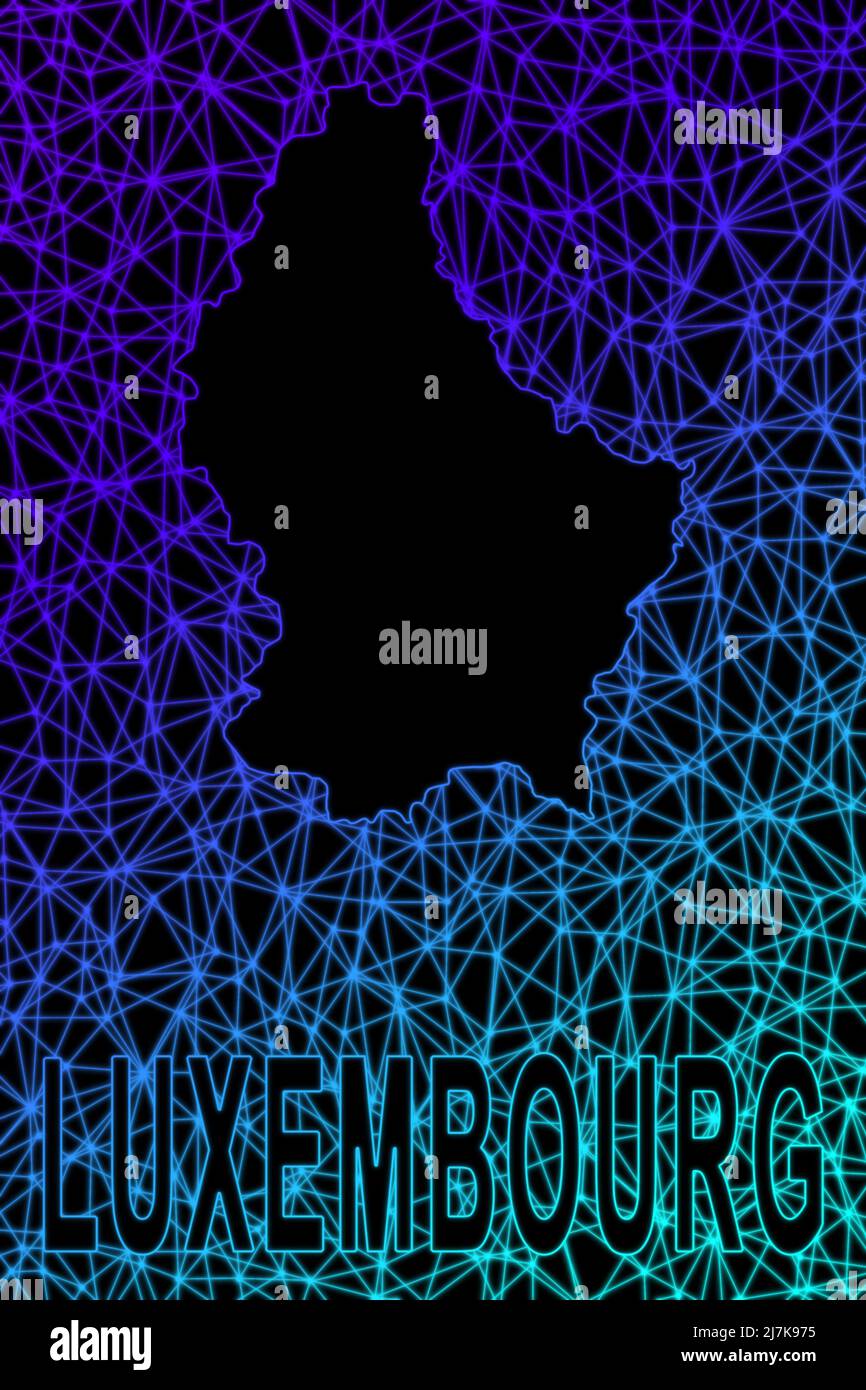 Mappa di Lussemburgo, mappa poligonale a maglie, mappa moderna colorata ...