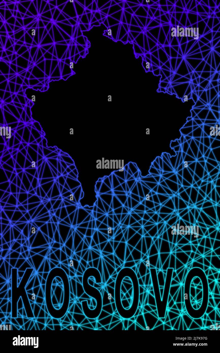 Mappa del Kosovo, mappa poligonale a maglie, mappa moderna e colorata Foto stock - Alamy