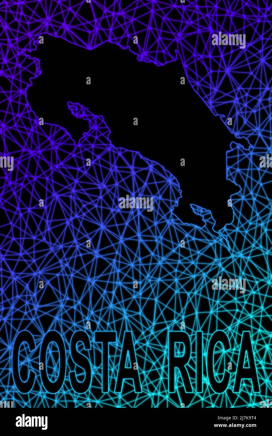Mappa di Costa Rica, mappa poligonale a maglie, mappa moderna colorata ...
