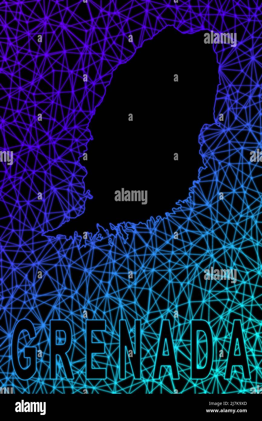 Mappa di Grenada, mappa poligonale a maglie, mappa moderna e colorata ...