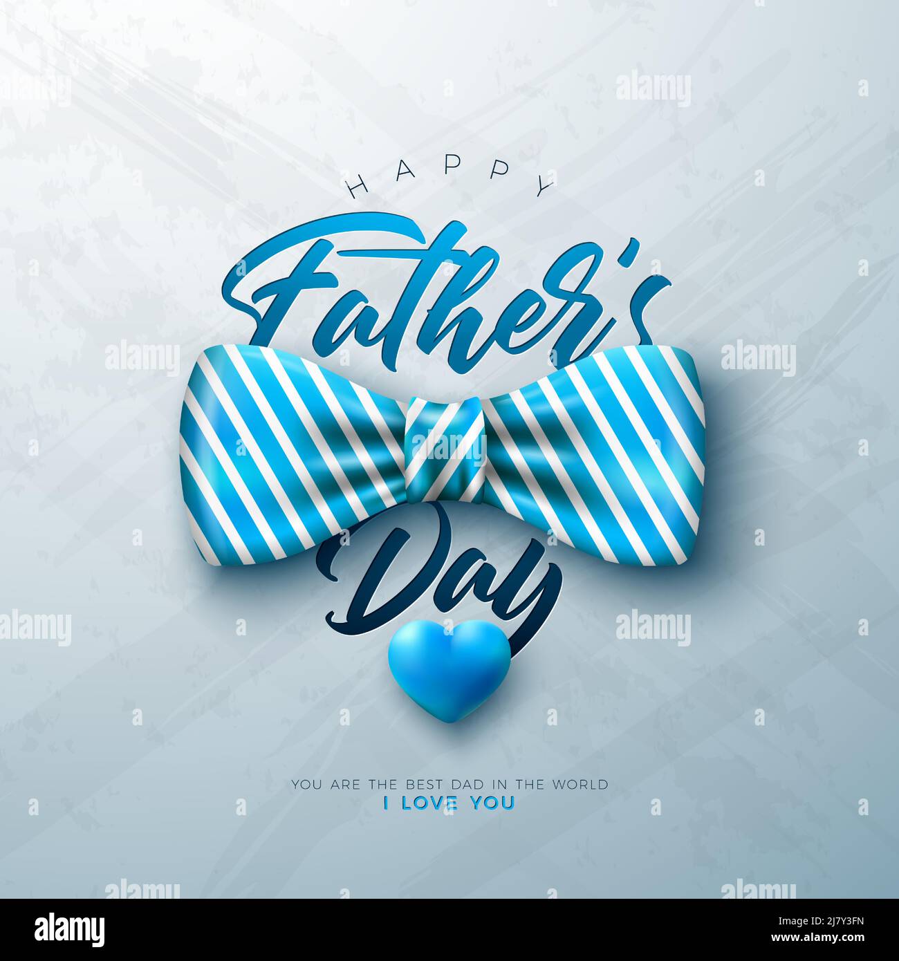 Felice Father's Day Greeting Card Design con Bow Tie a strisce e cuore ...