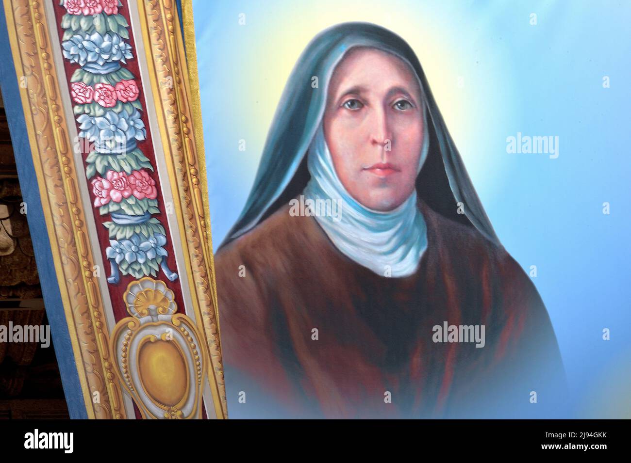 Maria di Gesù Santocanale, arazzo appeso in Piazza San Pietro in ...