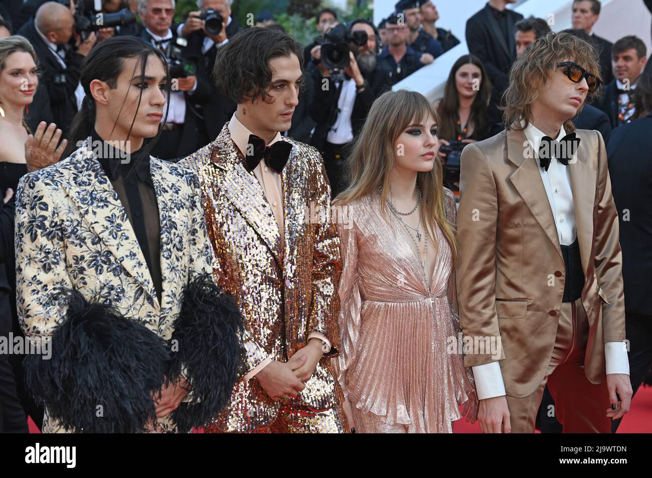 (Sinistra-destra) Ethan Torchio, Damiano David, Victoria De Angelis e Thomas raggi di Maneskin ...