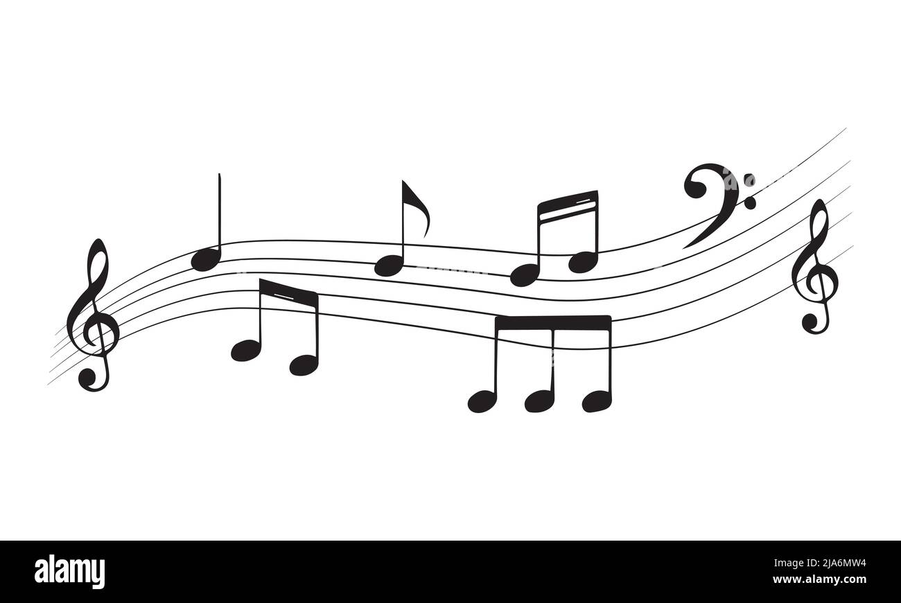 Set vettoriale per note musicali nere. Icone di note musicali isolate ...