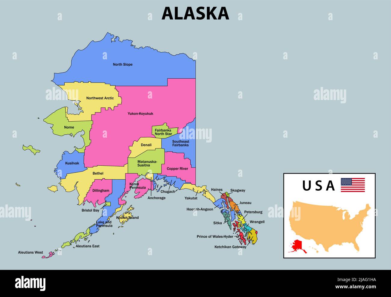 Alaska map Immagini Vettoriali Stock - Alamy
