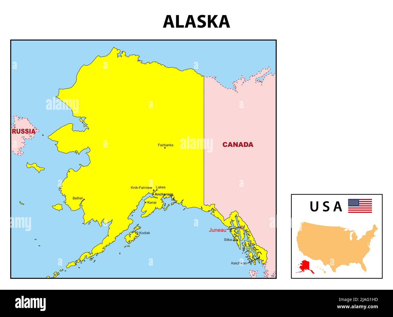 Political map of alaska immagini e fotografie stock ad alta risoluzione ...
