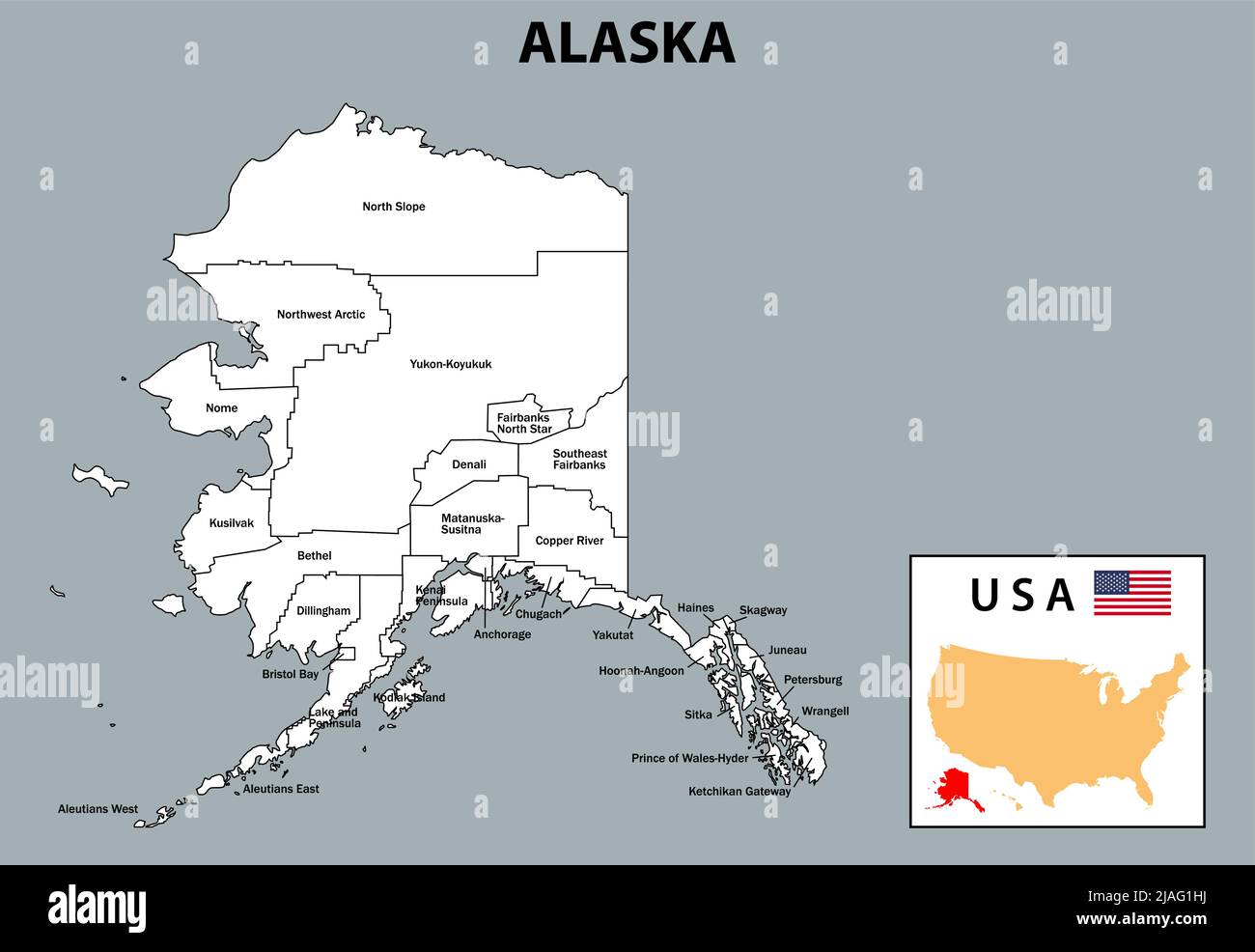 Political map of alaska immagini e fotografie stock ad alta risoluzione ...