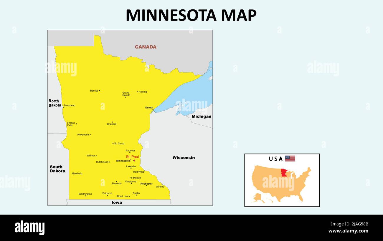Minnesota cartina Immagini Vettoriali Stock - Alamy