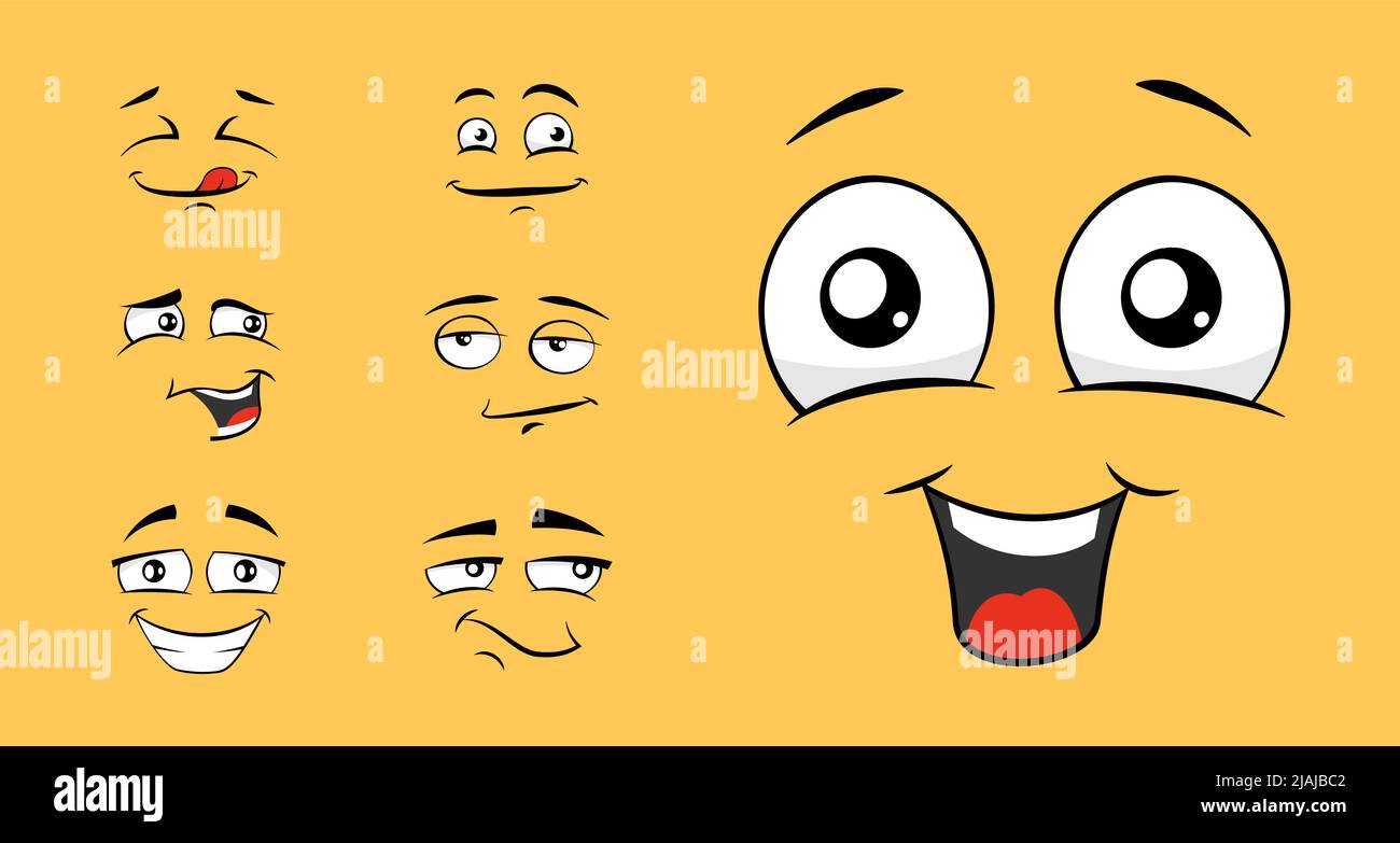 Fumetto divertente volto set. Big Eyes e risate Emotion Collection ...