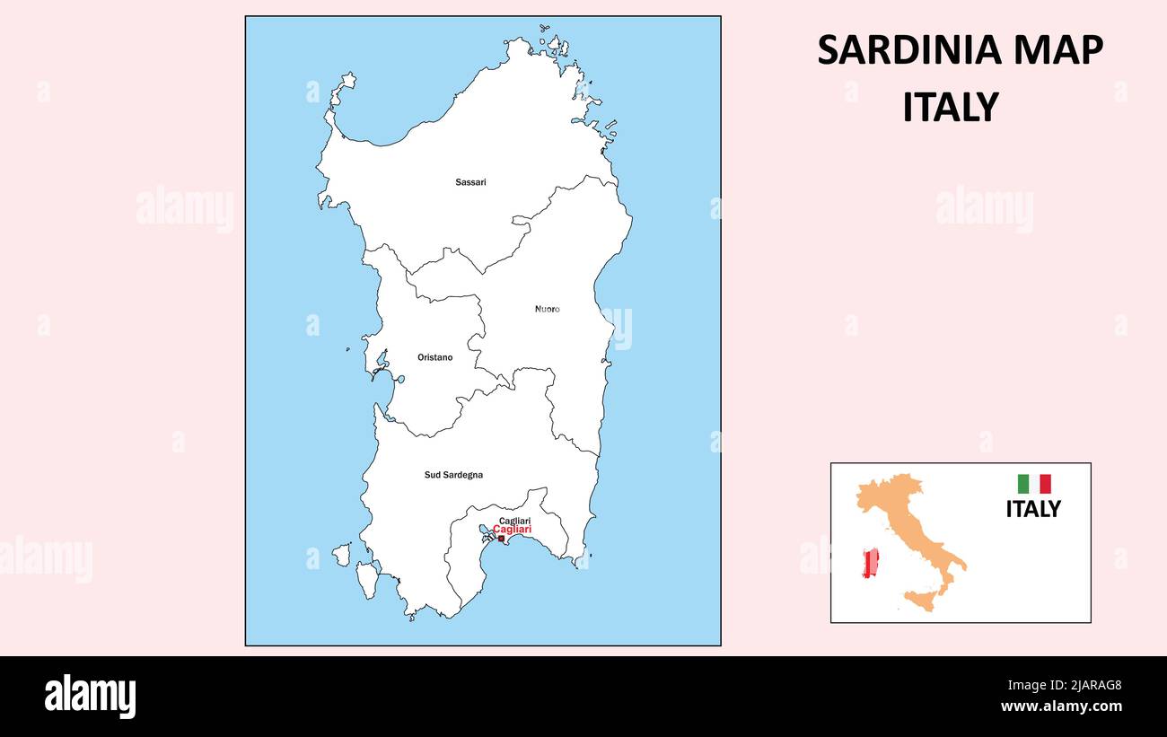 Vettore Della Mappa Della Sardegna Immagini Vettoriali Stock - Alamy