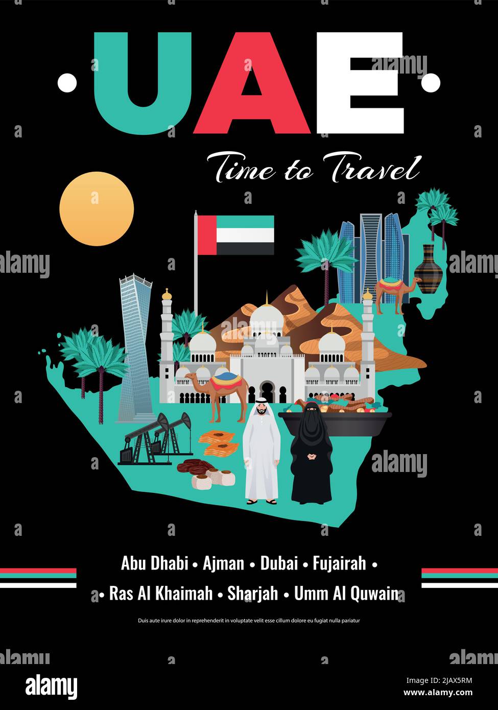 emirati arabi Uniti uae guida turistica opuscolo copertina colorato ...
