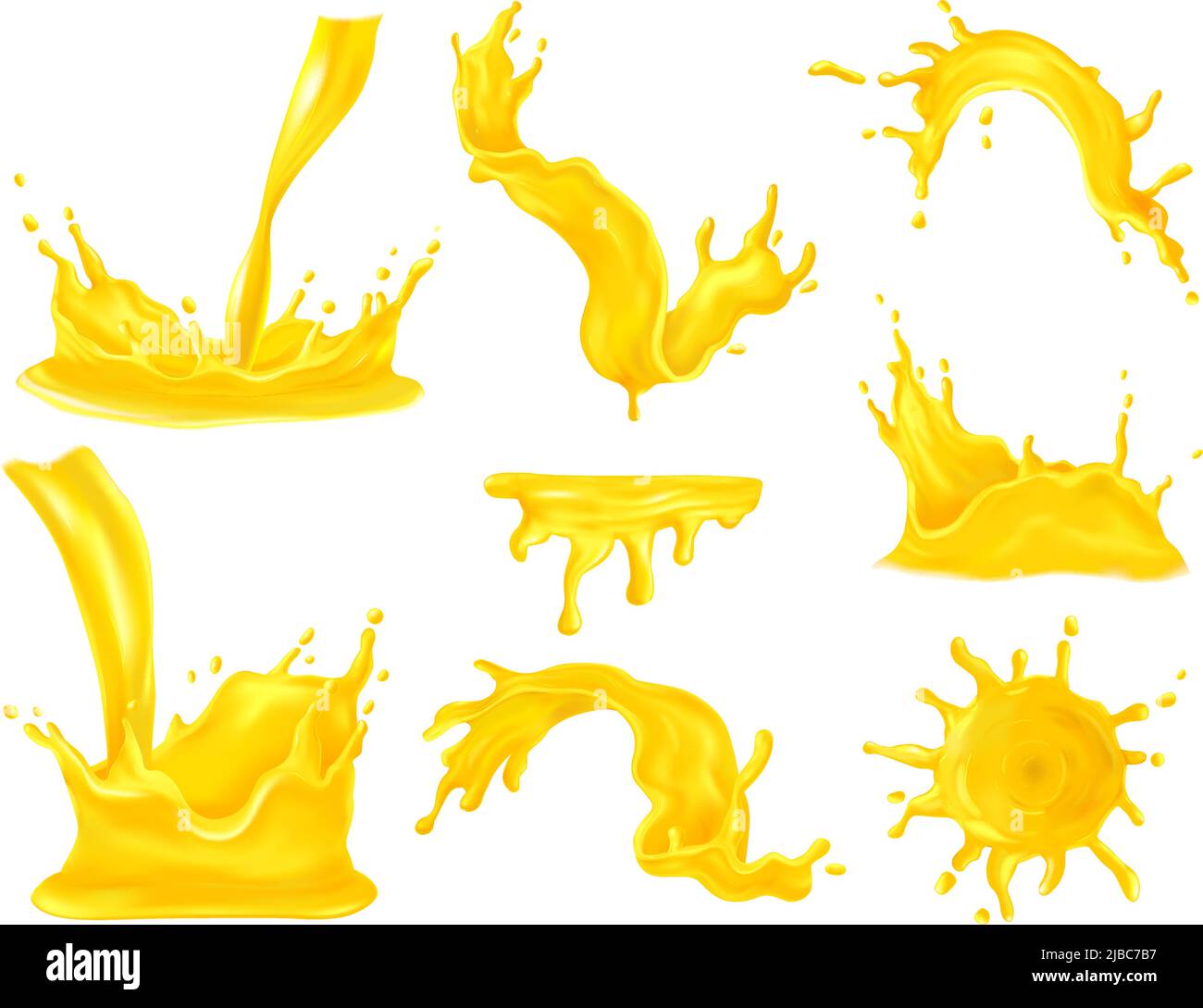 Illustrazione vettoriale isolata insieme realistico di spruzzi e ...