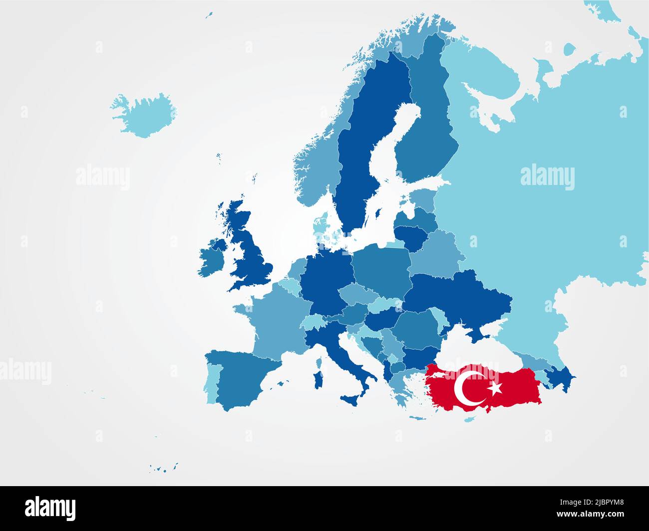 Illustrazione di una mappa dell'Europa con lo stato della Turchia in ...