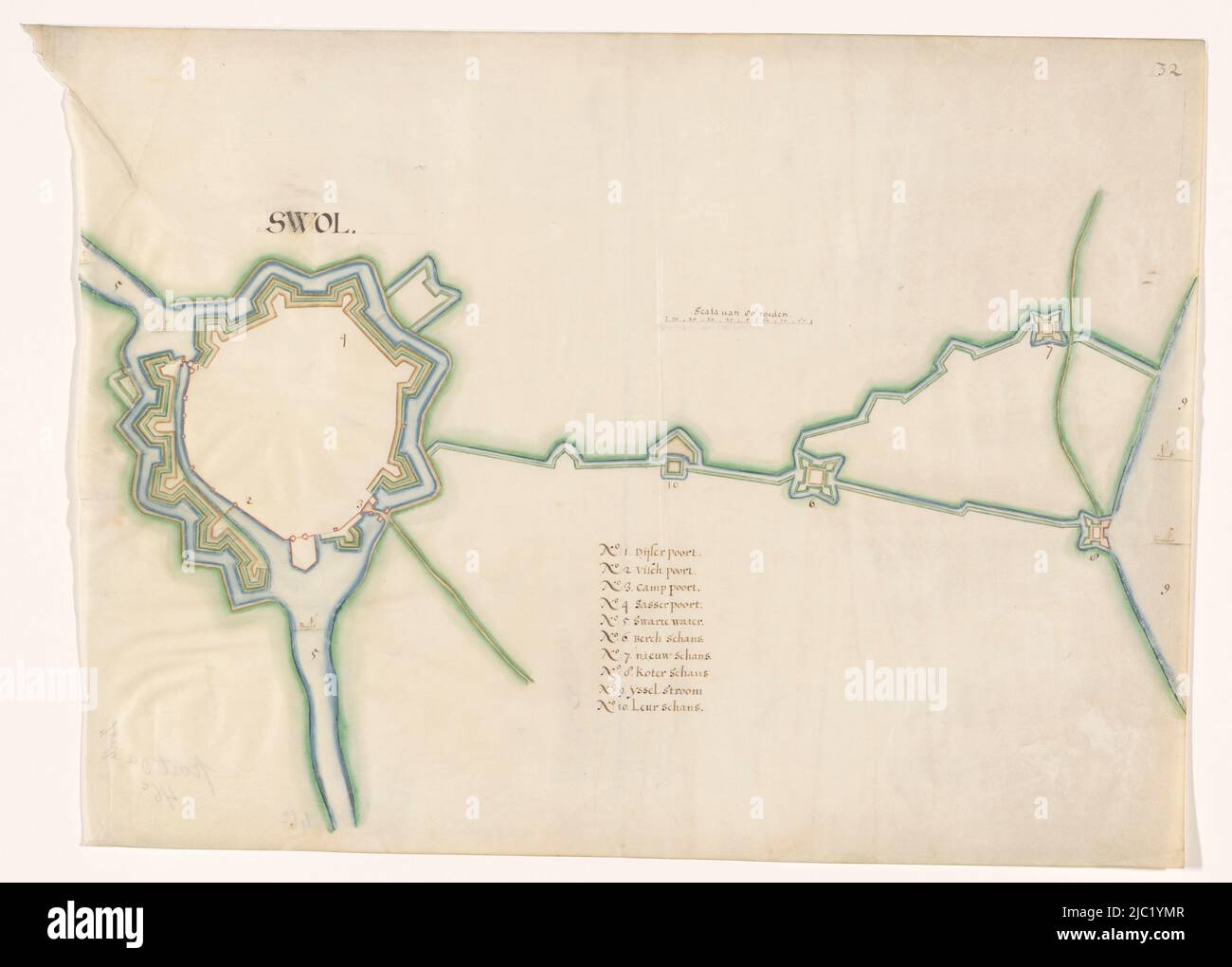 Al centro un bastone di scala: Scala di 80 aste. Sotto una leggenda ...
