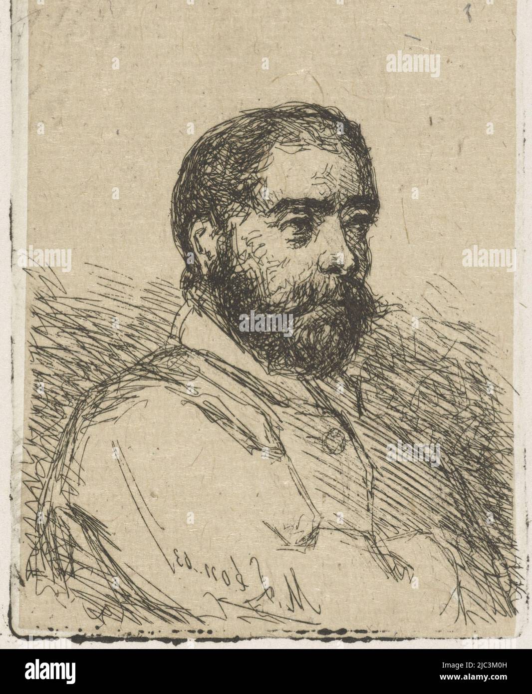 Ritratto busto alla destra dell'artista Joseph Hartogensis, bareheaded ...