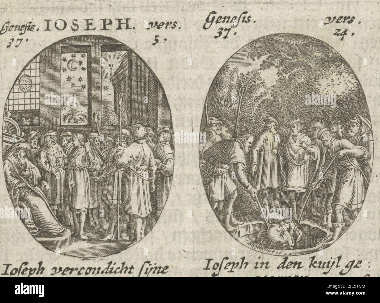 Due stampe su un foglio ovale. Lasciò un interno con Joseph che ...