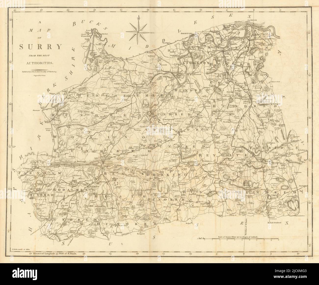 "Una mappa di Surry dalle migliori autorità". Mappa della contea di ...