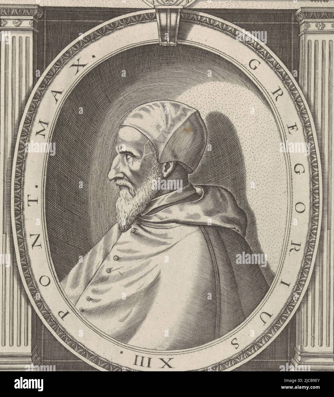 Ritratto di Papa Gregorio XIII rivestito dal mantello pontificio, Testa ...