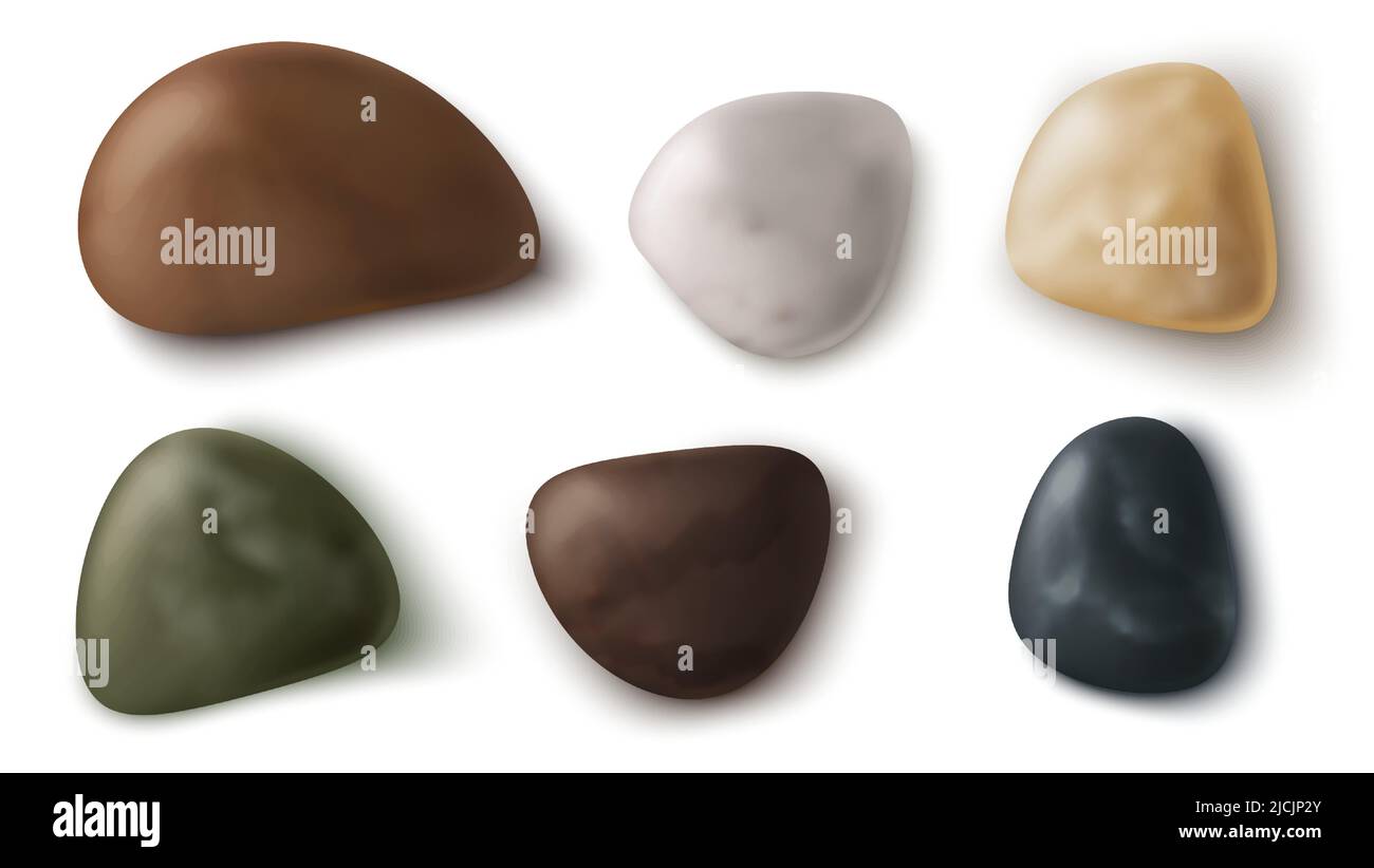 Spiaggia di mare o di fiume pietra di ciottoli 3D isolato vettore ...