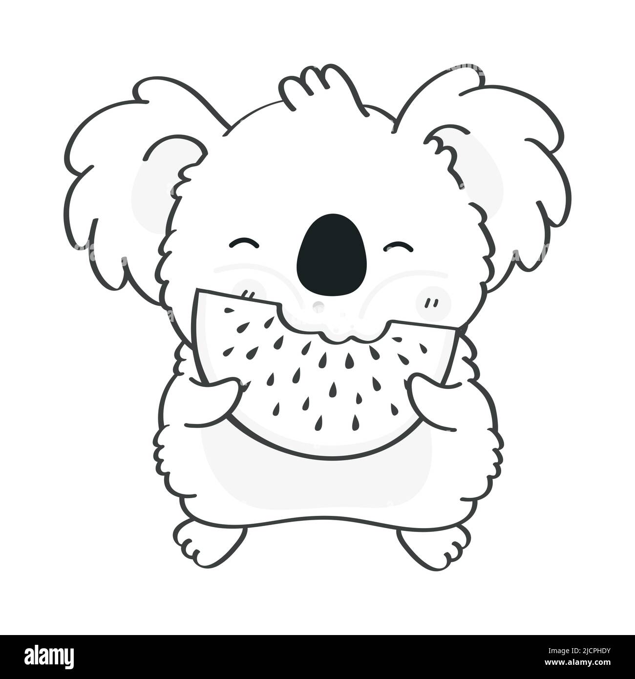 Clipart Koala Coloring Page in stile cartoon. Cute clip Art Koala Bear ...
