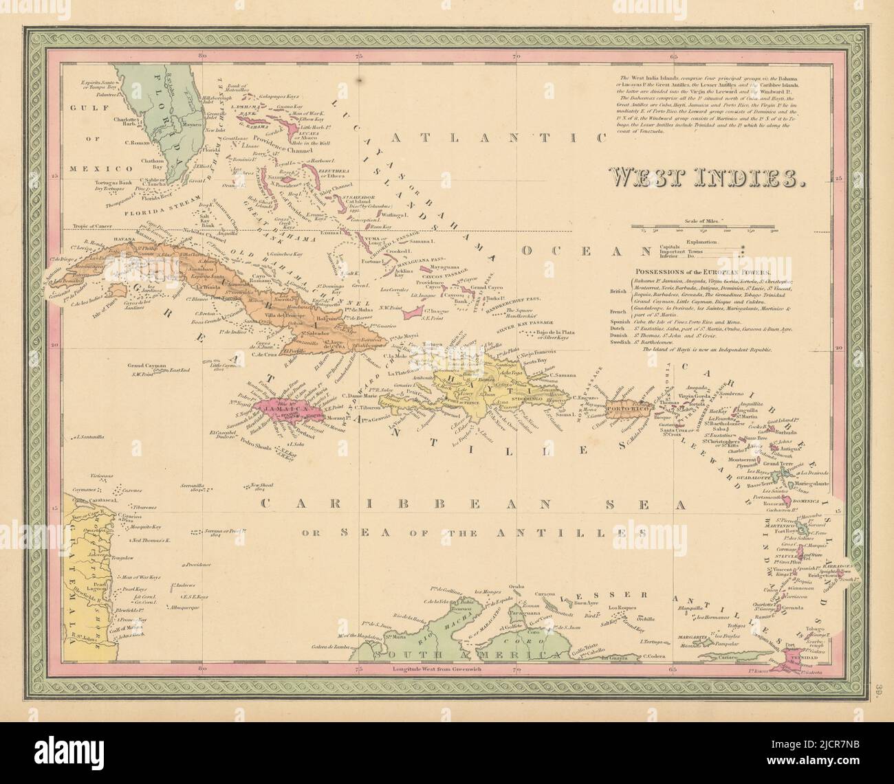 Mappa delle isole caraibiche d'epoca immagini e fotografie stock ad ...