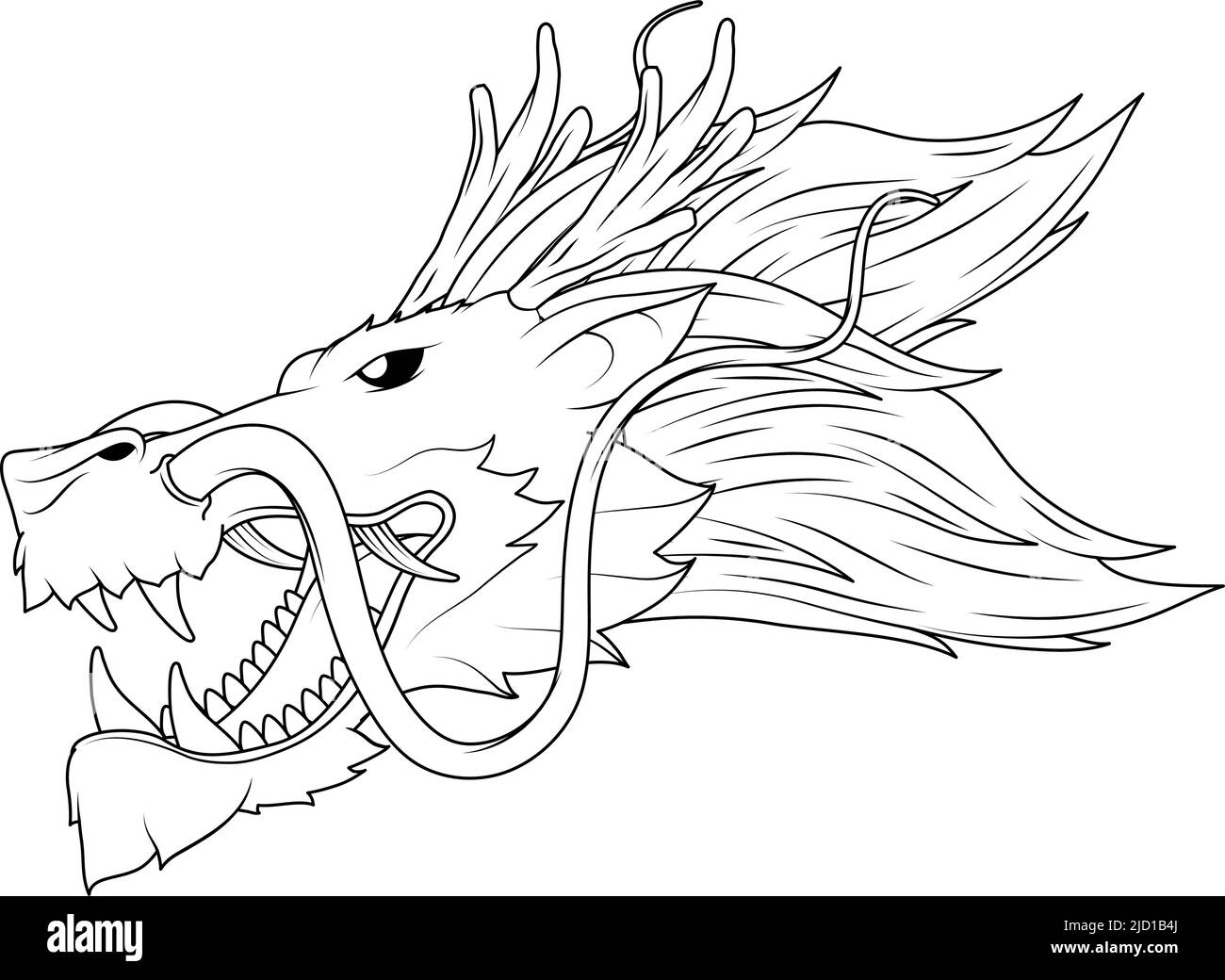 disegno del profilo della testa del drago cinese Immagine e Vettoriale ...