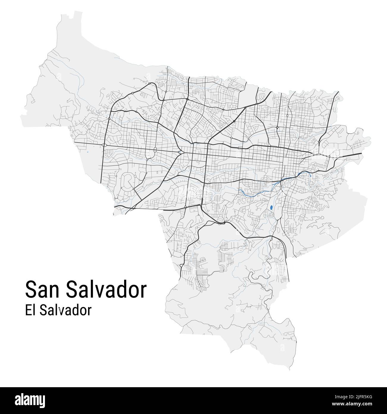 Mappa vettoriale di San Salvador. Mappa dettagliata dell'area ...