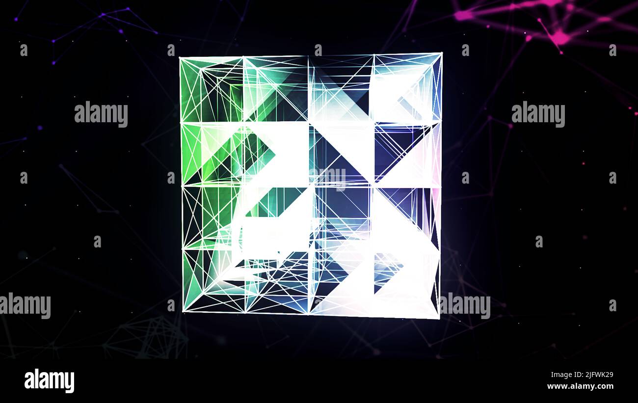 Linee triangolari in disegno cubico. Movimento. Design luminoso del ...