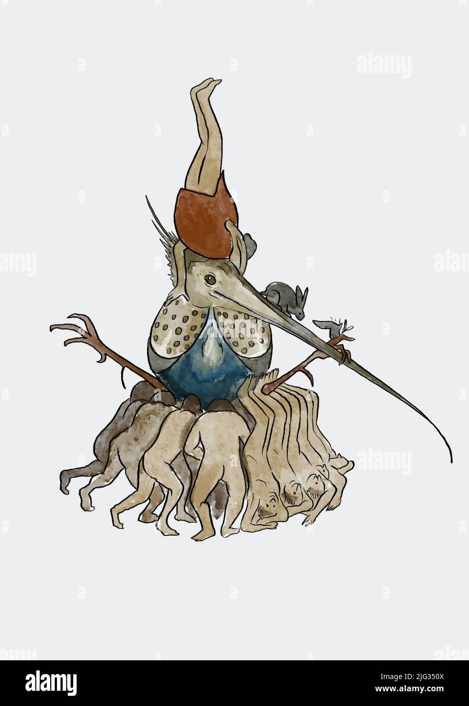Hieronymus Bosch mostro disegno a mano arte Foto stock - Alamy