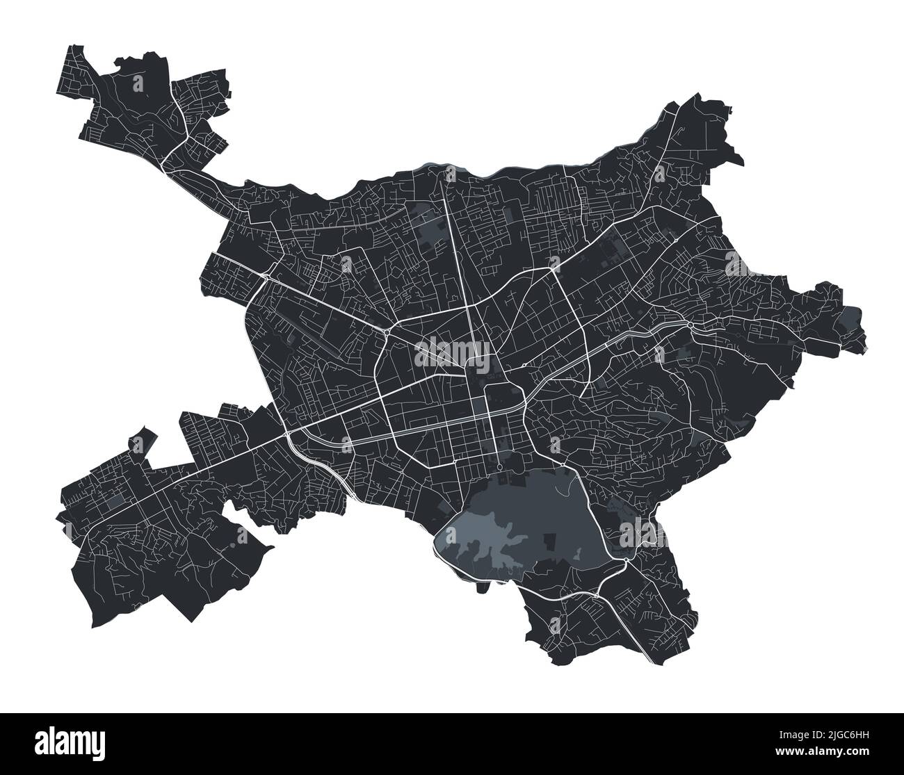 Mappa vettoriale Tirana. Mappa vettoriale dettagliata dell'area ...