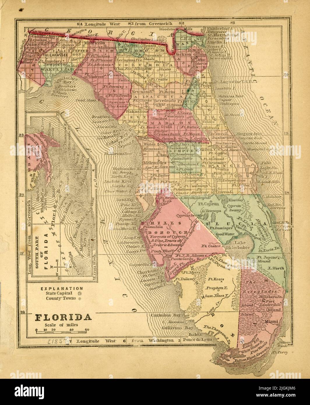 Mappa della florida del 1800 immagini e fotografie stock ad alta ...