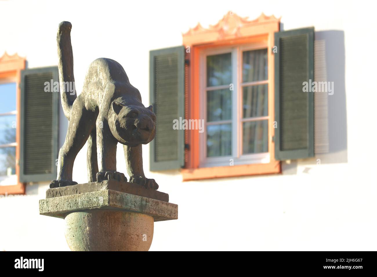 Dettaglio con gatto dalla fontana Hiddigeigei sulla piazza del ...