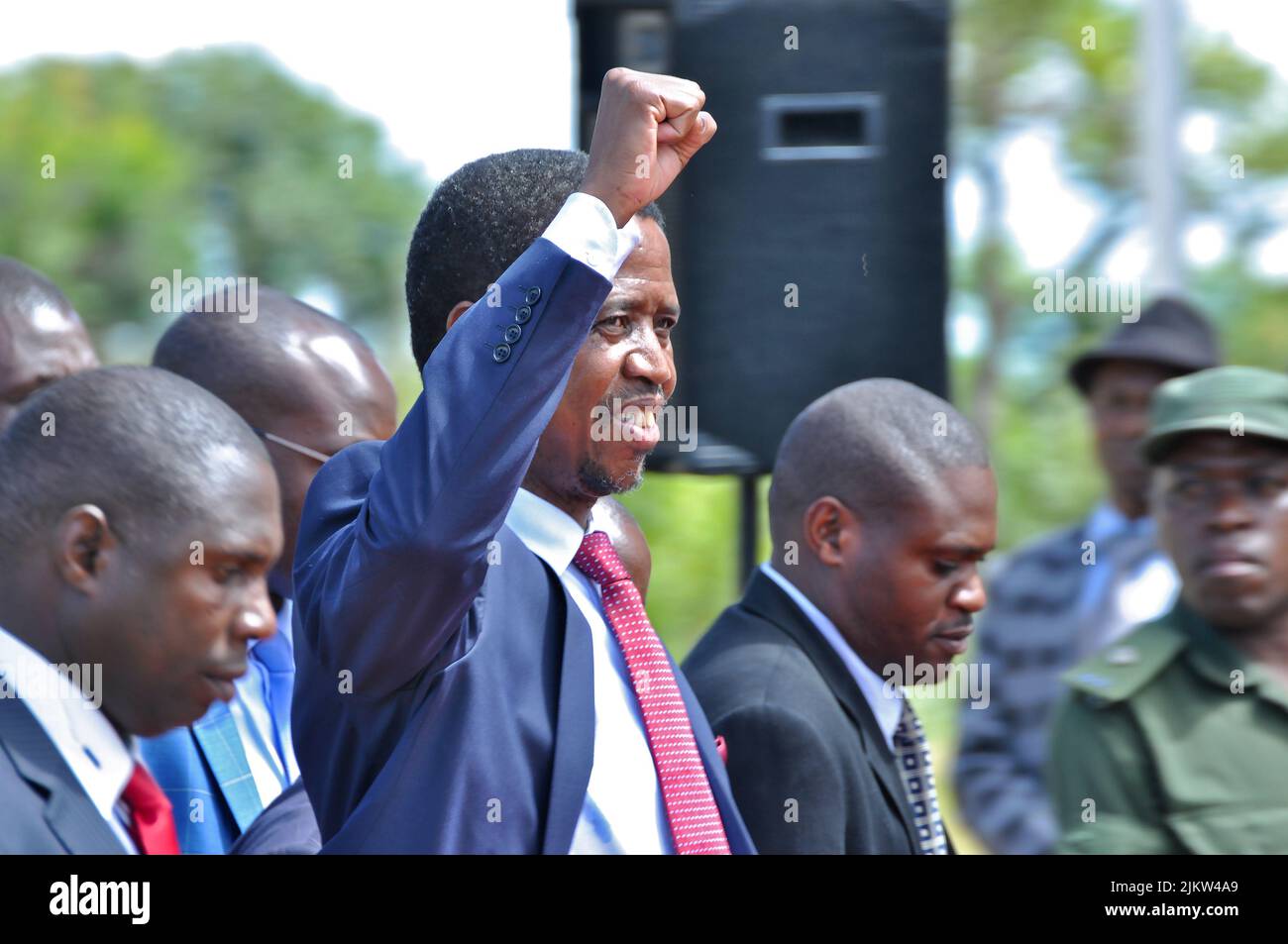 L'ex presidente dello Zambia Edgar Chagwa Lungu ha tenuto un discorso ...