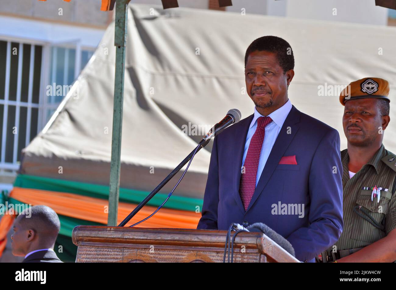 L'ex presidente dello Zambia Edgar Chagwa Lungu ha tenuto un discorso ...